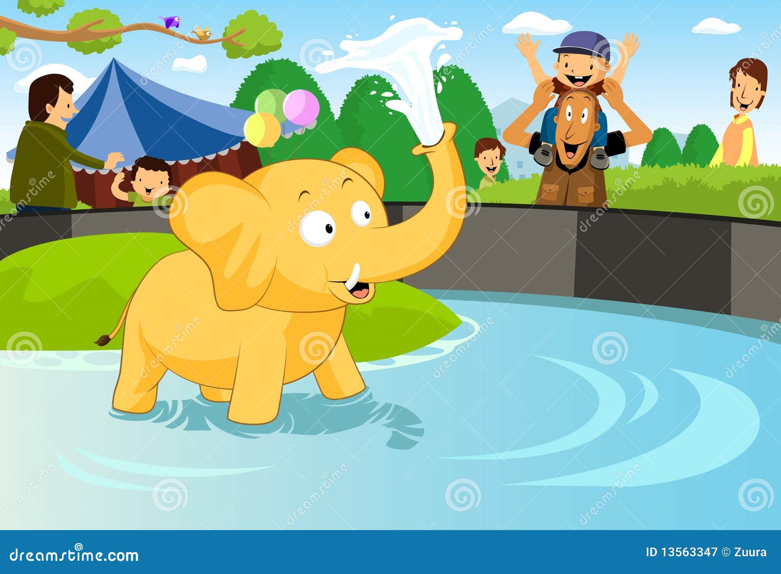 Baby Elephant At The Zoo Cartoon Vector | CartoonDealer.com #13563347