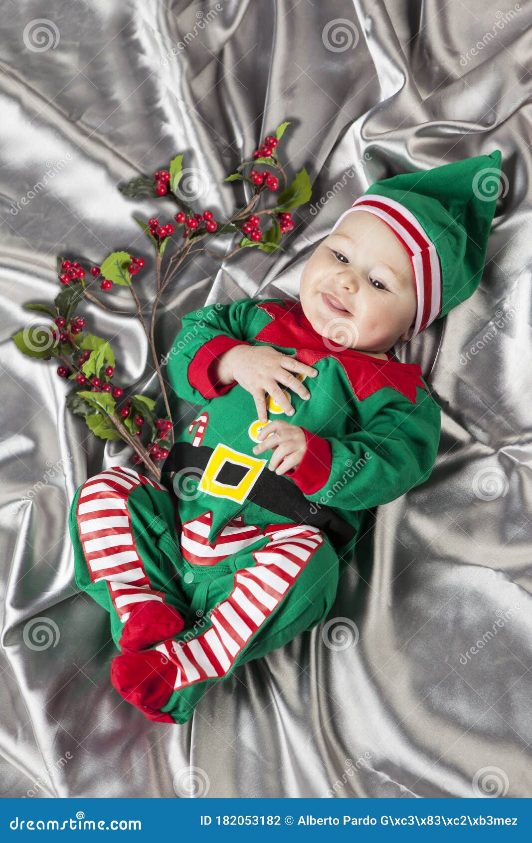 Baby Elf Dress for Christmas Stock Photo - Image of development ...