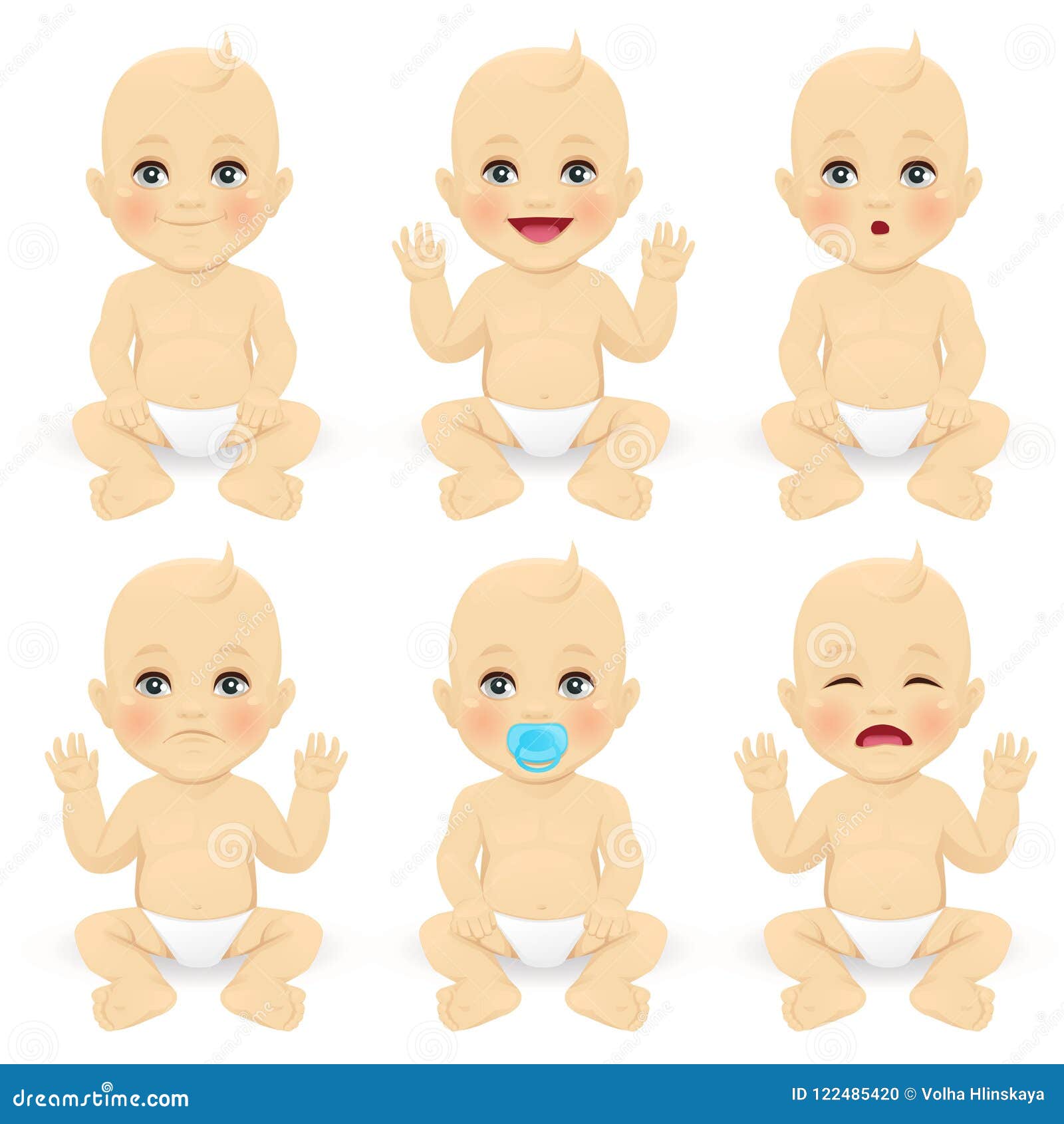 Baby Emotions. Cute Children Emotions Laughing And Crying, Smiling And ...