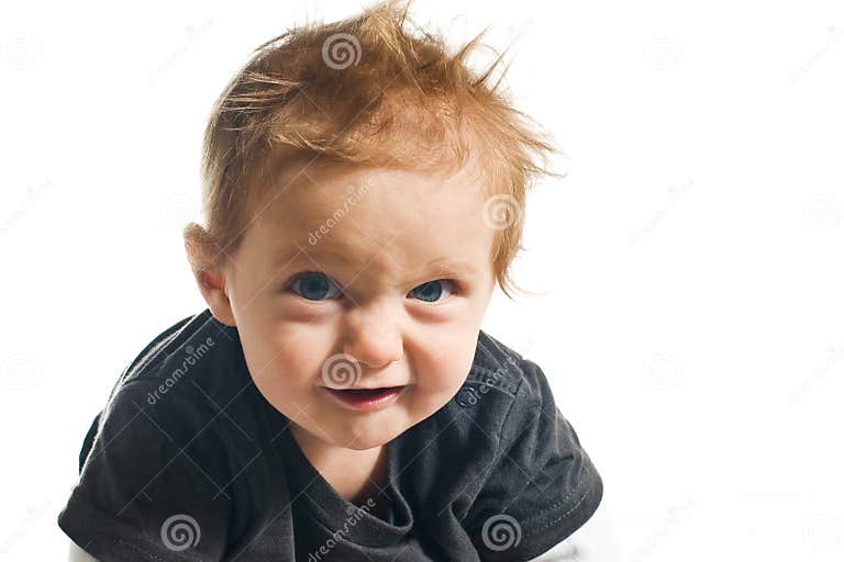 Baby with Evil Facial Expression Stock Photo - Image of hair, cute ...