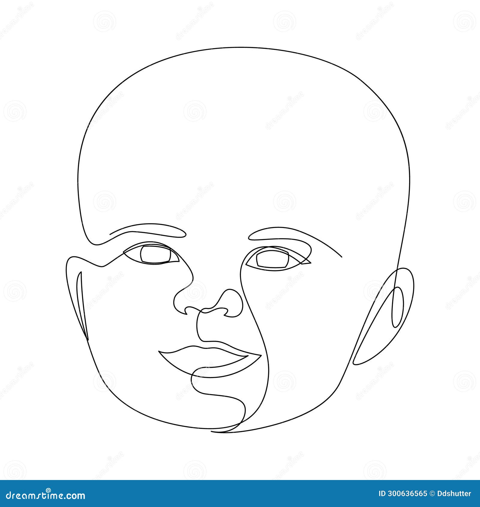 Baby Face Continuous Line Drawing. Cute Baby One Line Style Vector ...