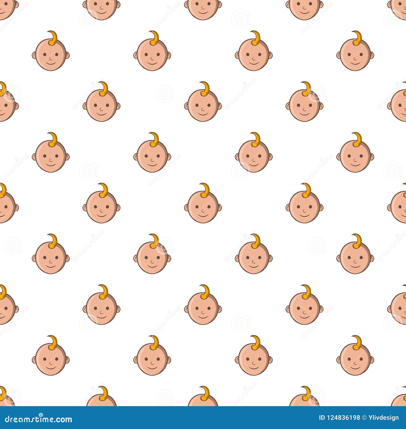 Baby Face Pattern, Cartoon Style Stock Illustration - Illustration of ...