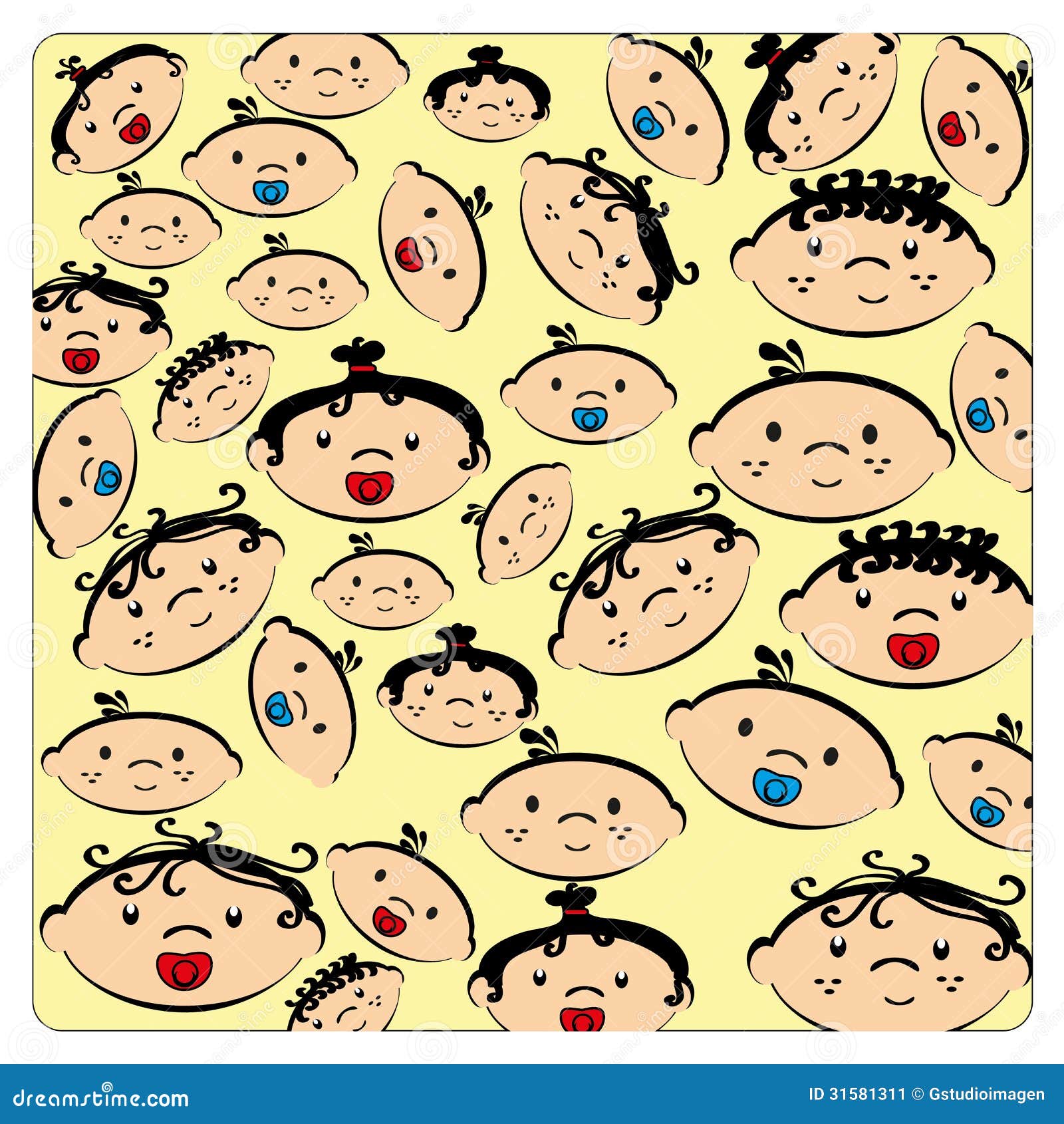 Set Of Baby Faces Emoji With Different Mood. Kawaii Cute Kids Emoticons ...