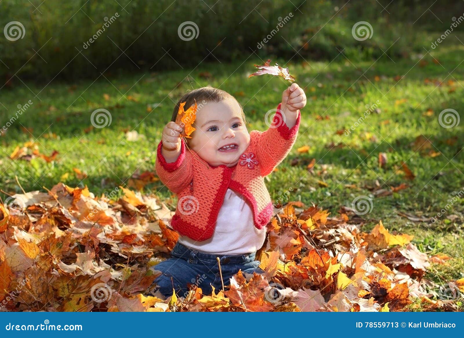 Baby during fall stock image. Image of laughing, outdoor - 78559713