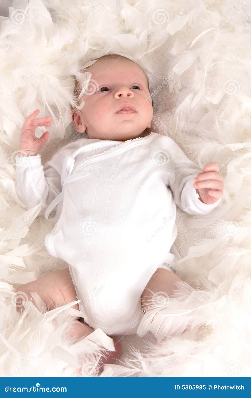 Baby in feathers stock image. Image of little, face, generation - 5305985