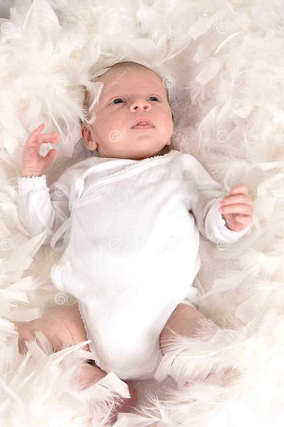 Baby in feathers stock image. Image of little, face, generation - 5305985