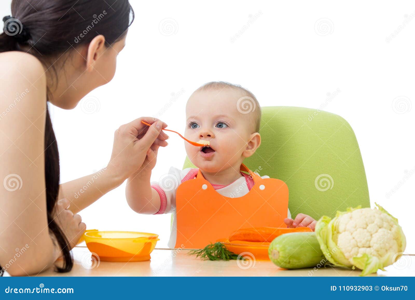 Pretty Baby Eating with Spoon Stock Image - Image of dining, cute ...