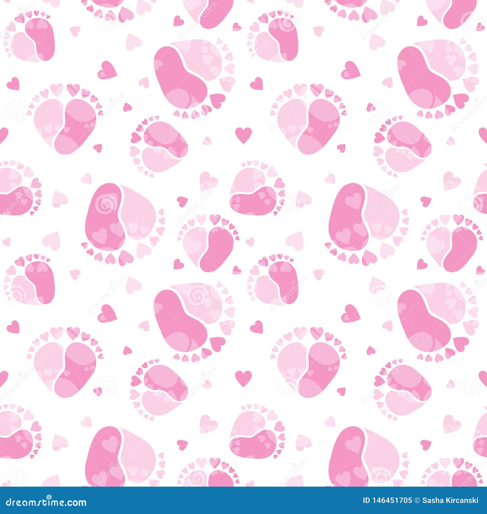 Baby Feet and Hearts Seamless Vector Pattern Stock Vector ...