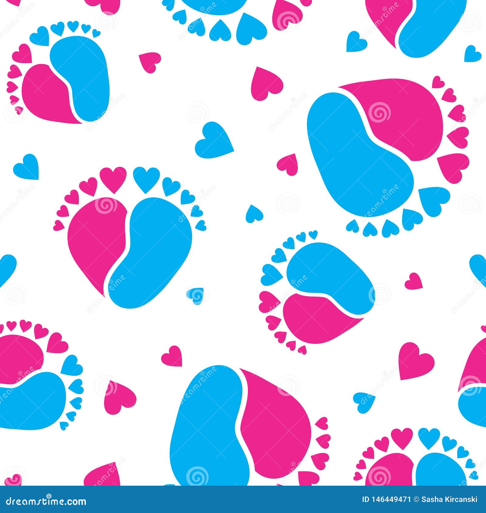 Baby Feet and Hearts Seamless Vector Pattern Stock Vector ...