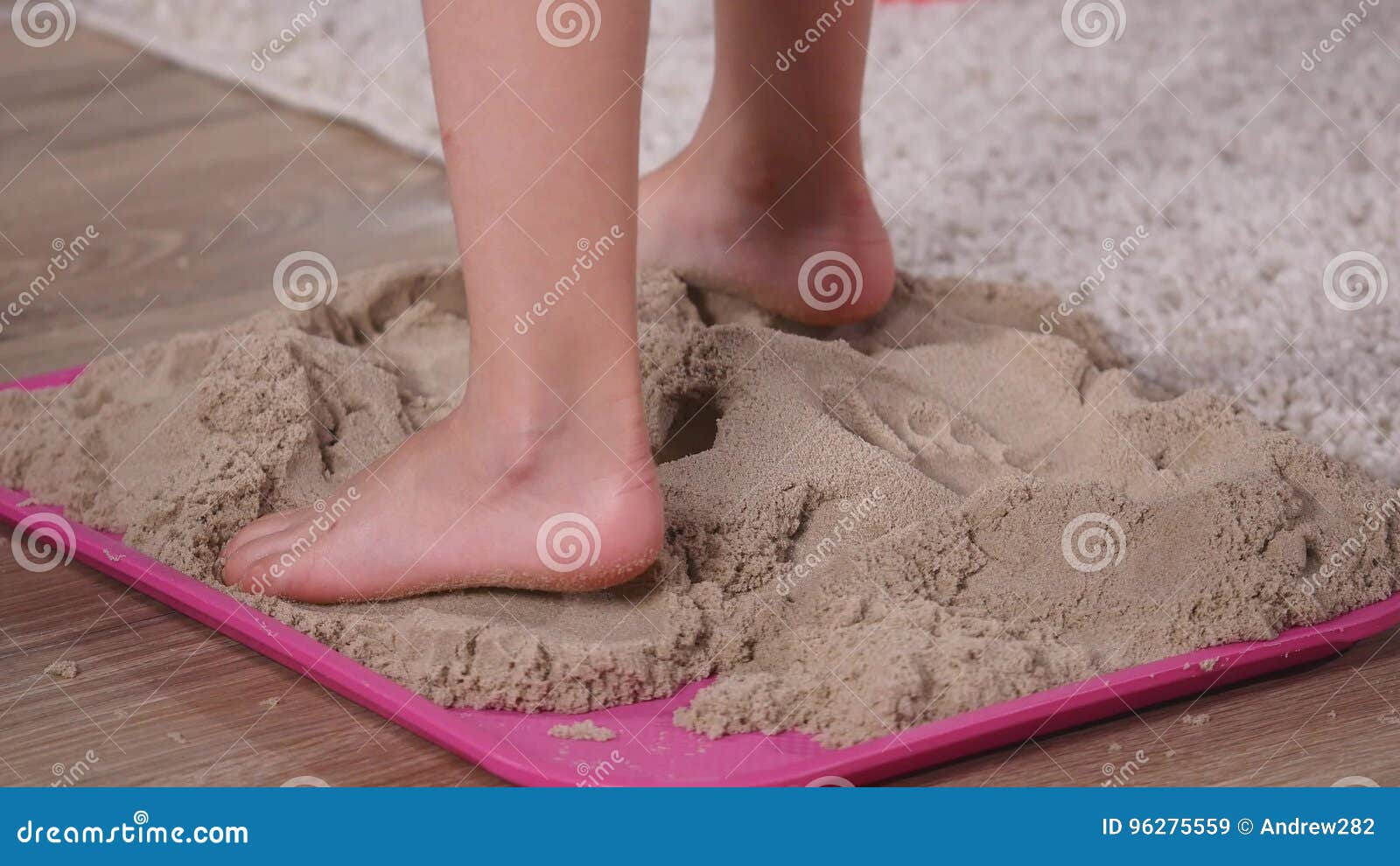 Baby Feet in the Sand. with Kinetic Sand Box Stock Video - Video of ...
