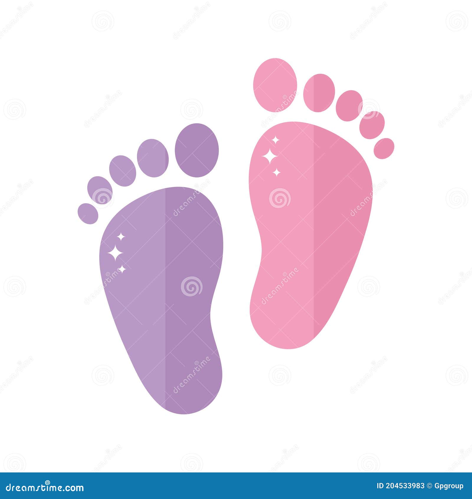 Baby Feet on a White Background Stock Vector - Illustration of vector ...