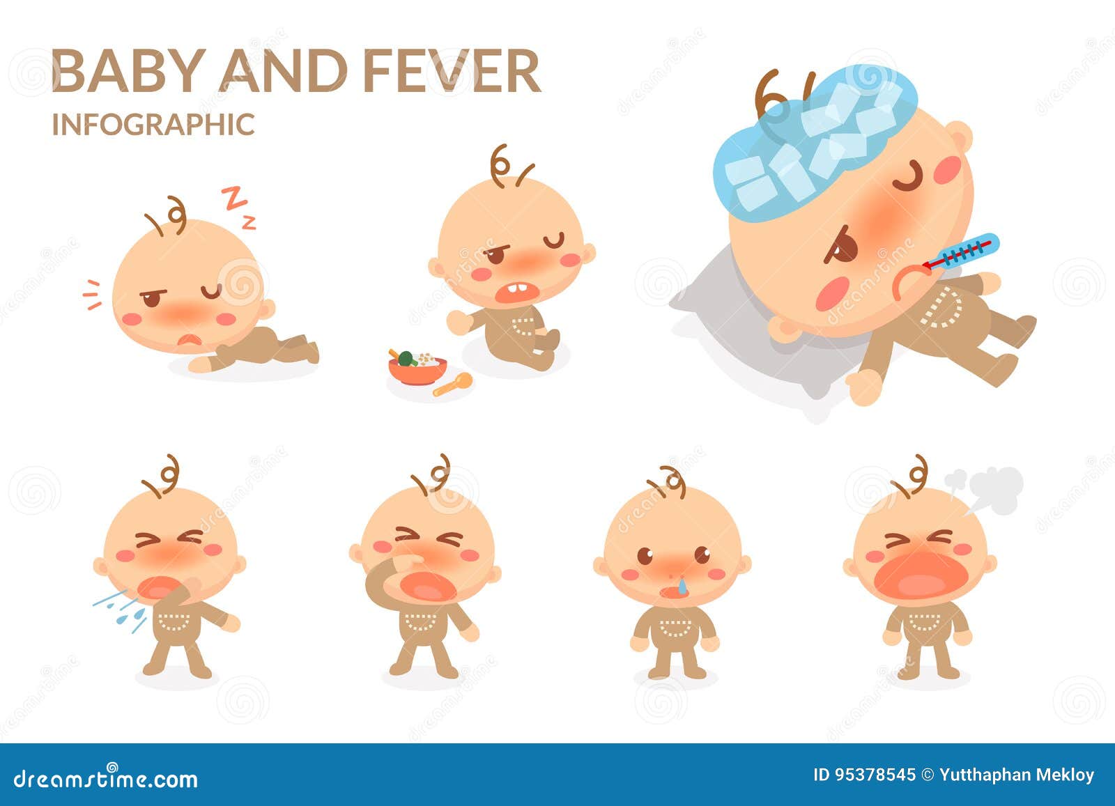 Baby and Fever. stock illustration. Illustration of heat - 95378545