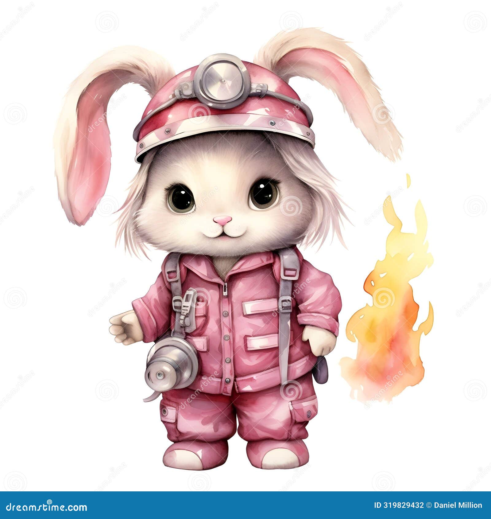 Baby Firefighter Cute Bunny Cute Bunny Watercolor Stock Illustration ...