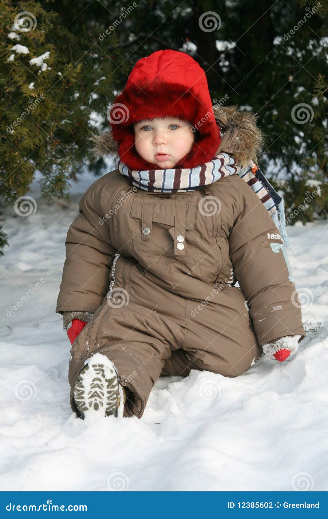 Baby first winter stock photo. Image of eyes, frost, portrait - 12385602