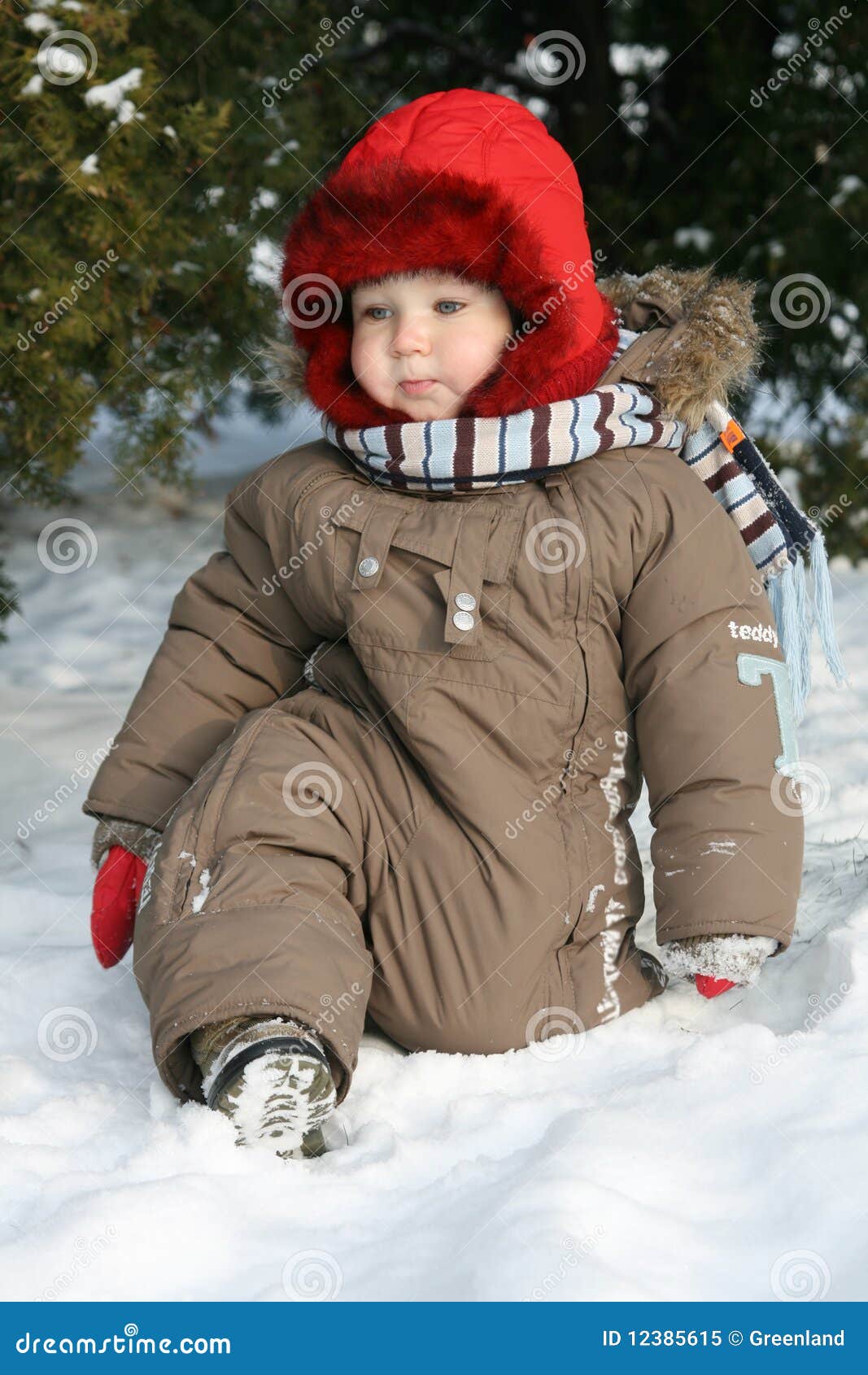 Baby first winter stock image. Image of child, portrait - 12385615