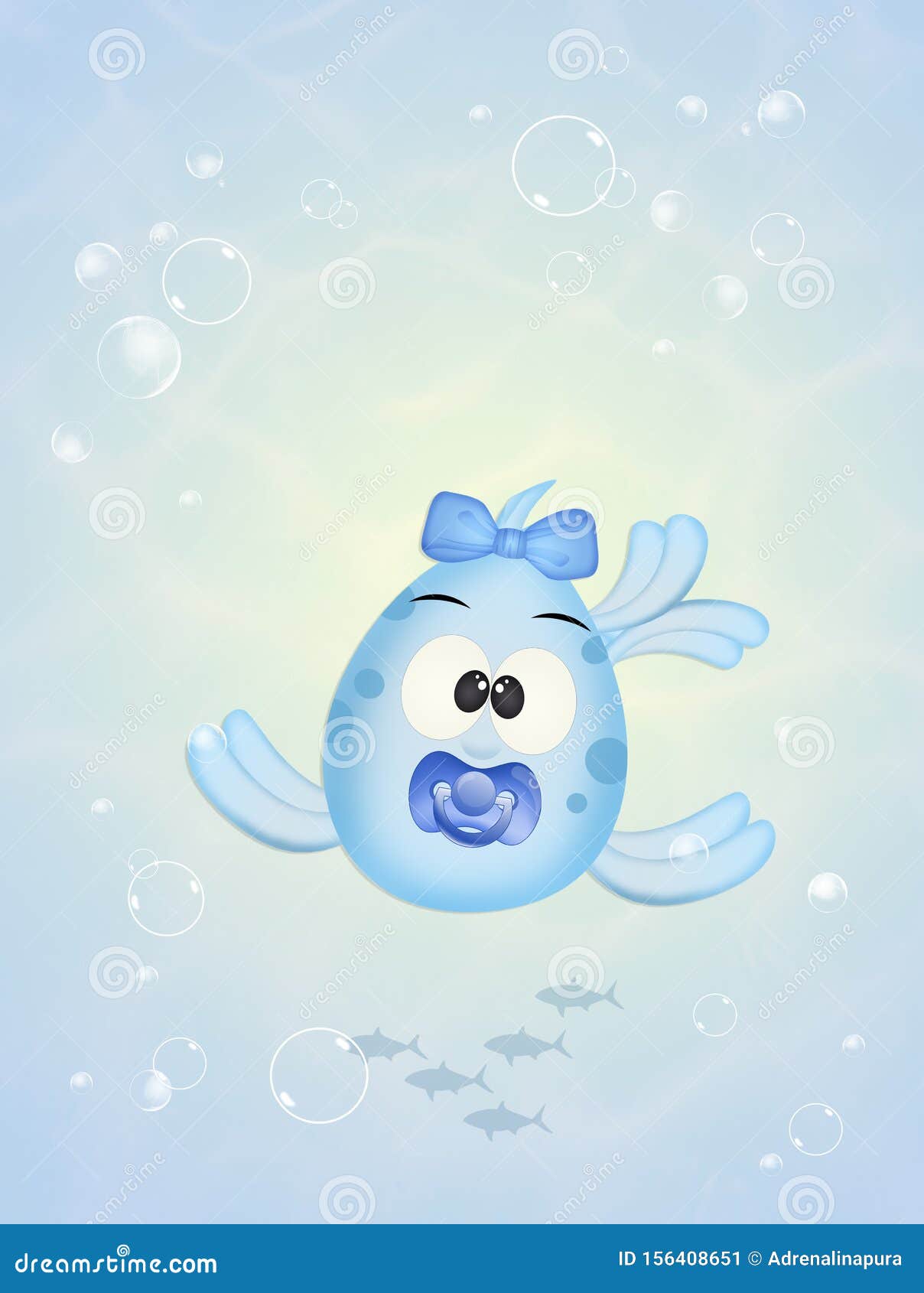 Baby fish in the ocean stock illustration. Illustration of postcard ...