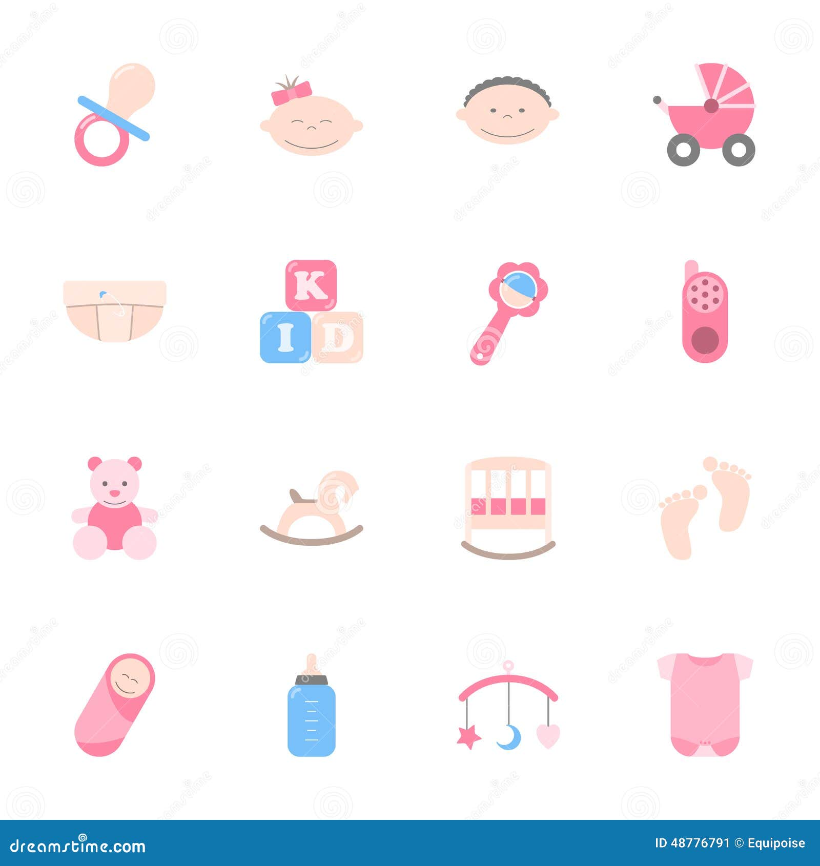 Baby flat icons set stock illustration. Illustration of cubes - 48776791