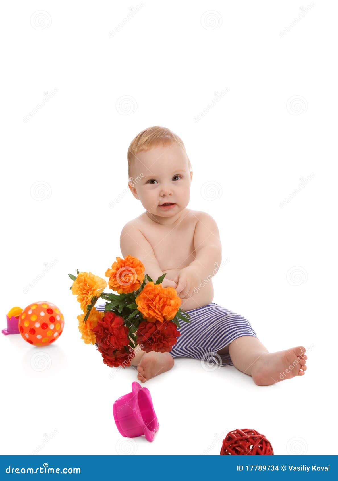 Baby with flowers stock photo. Image of little, flower - 17789734