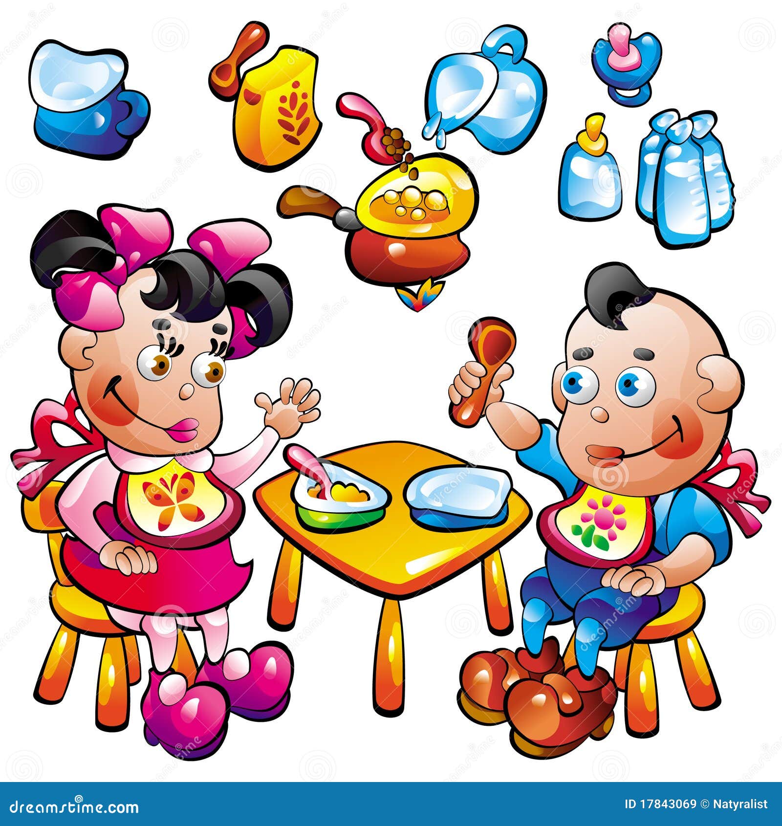 Baby Food Vector Child Healthy Nutrition And Vegetable Mashed Puree In ...