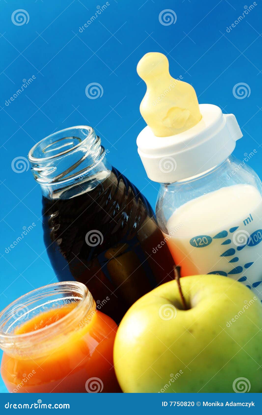 Baby food stock photo. Image of porridge, bottle, fruit - 7750820