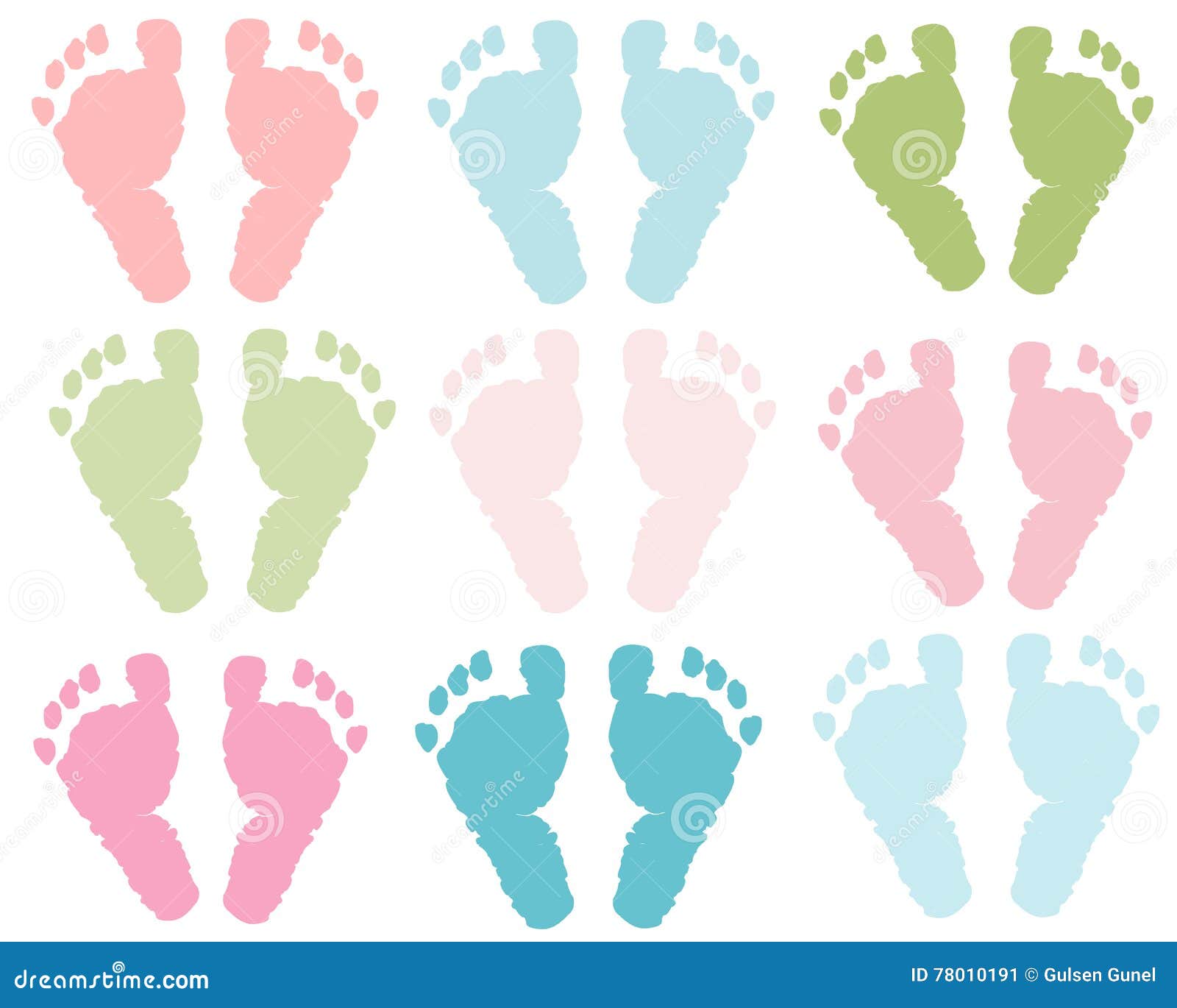 Baby Foot Print Pastel Colored Vector Illustration Background Stock ...