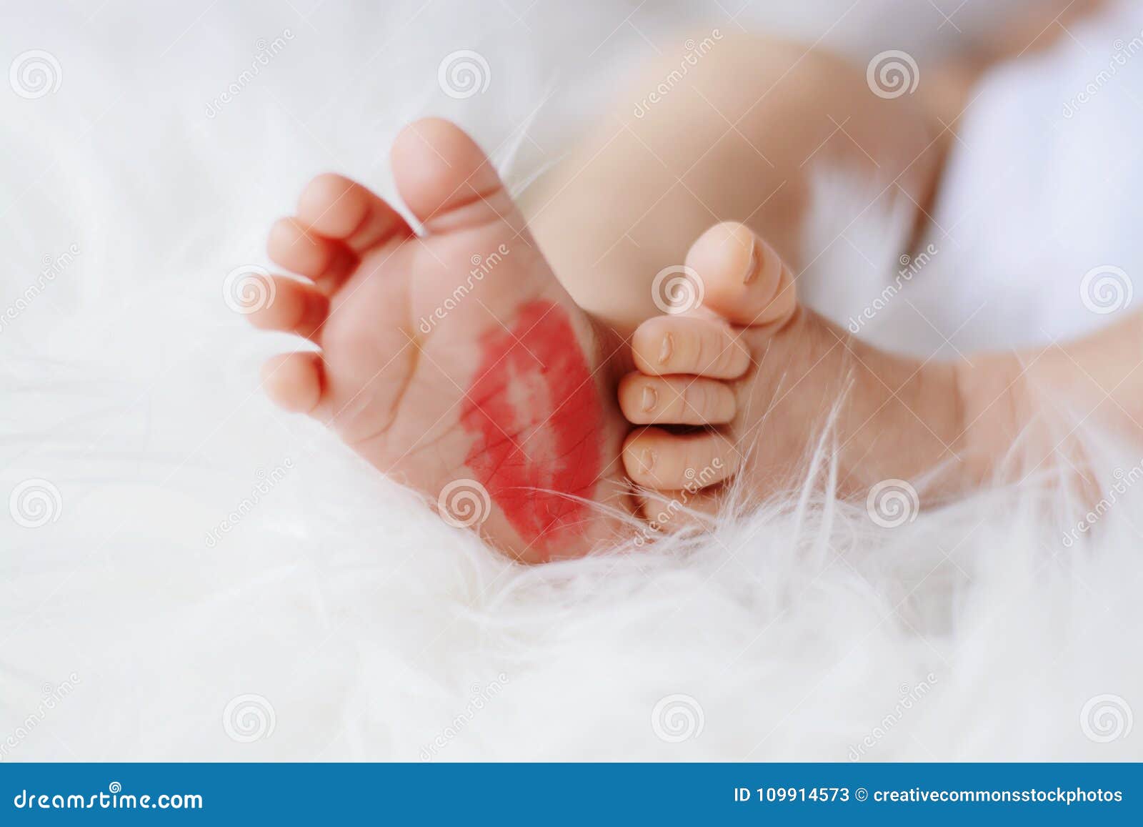 Baby Foot With Red Kiss Mark Picture. Image: 109914573
