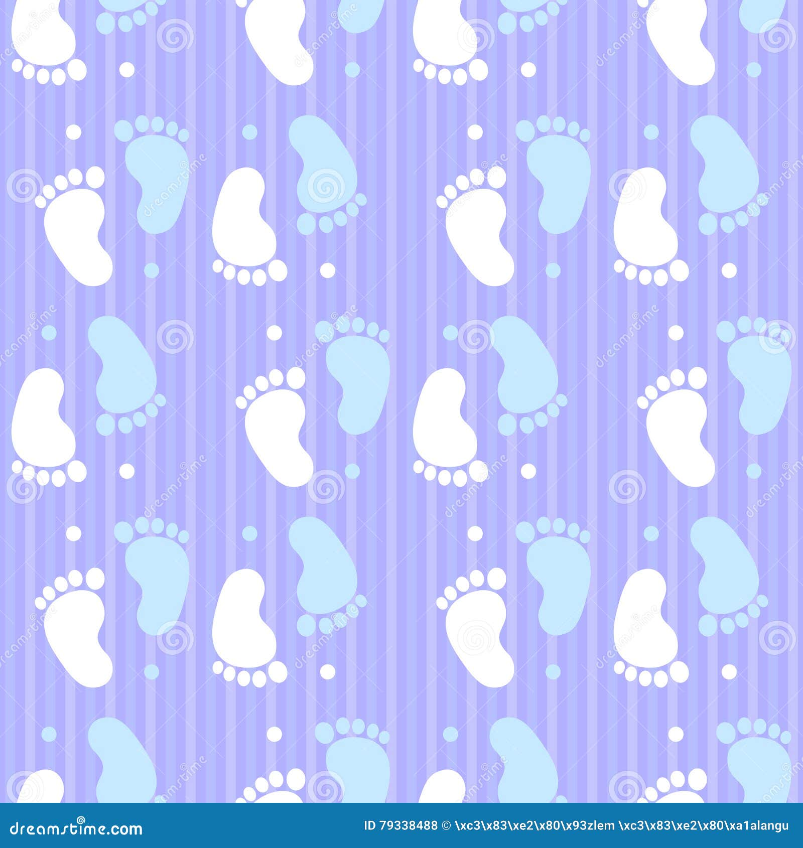 Seamless Baby Footprints Background and Pattern Vector Illustration ...