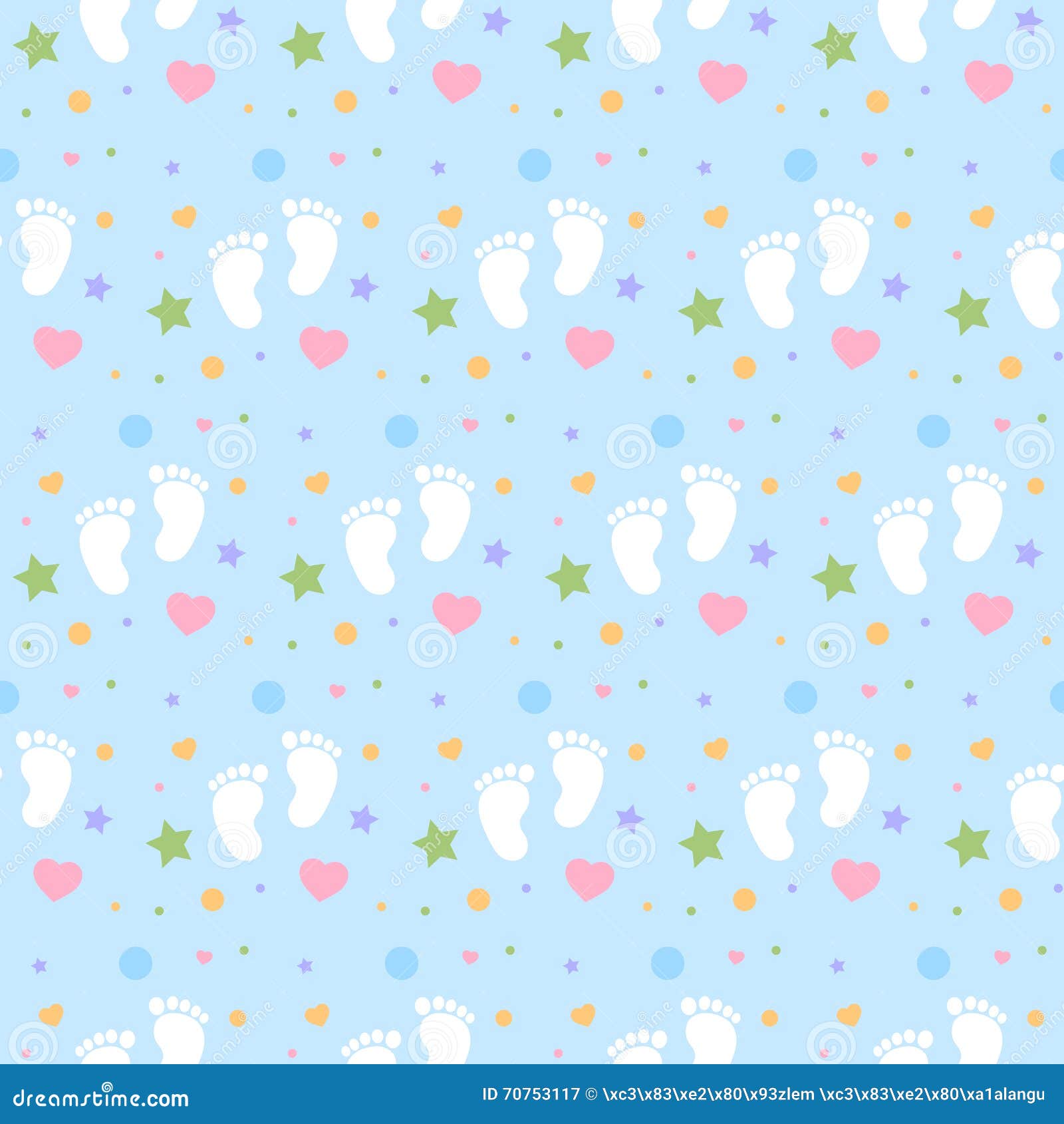 Seamless Baby Footprints Background And Pattern Vector Illustration ...