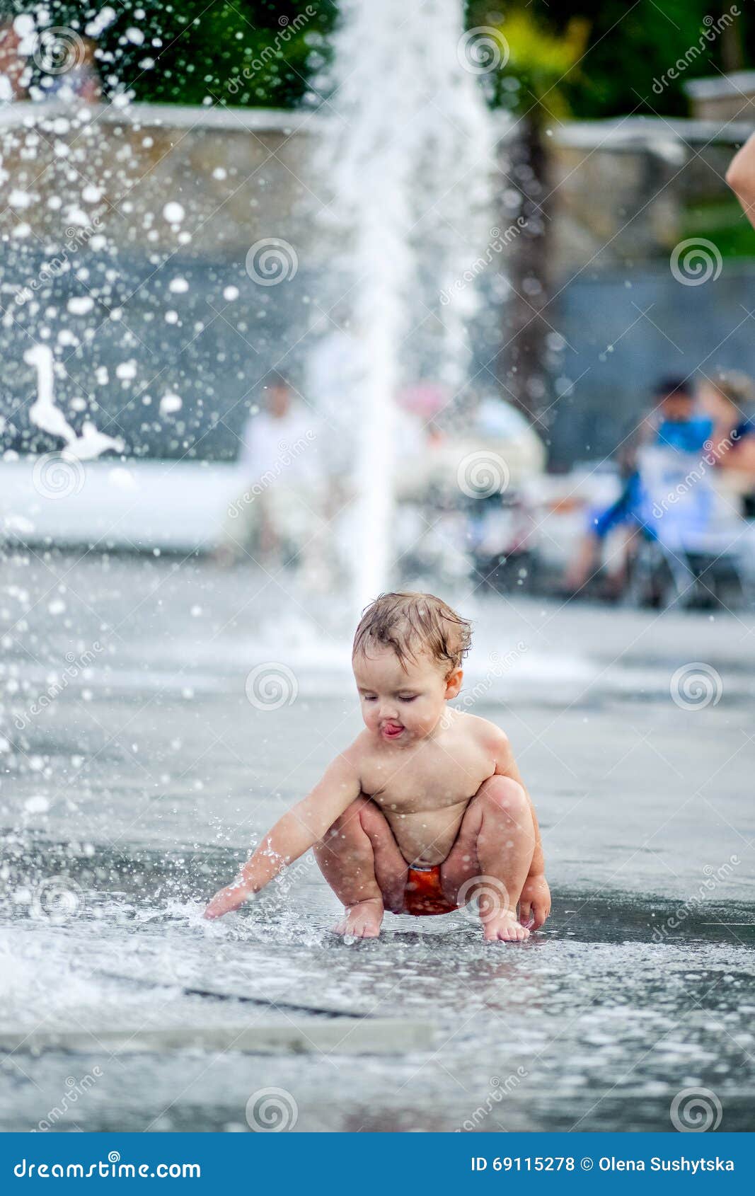 Baby in the fountain stock photo. Image of heat, lifestyle - 69115278