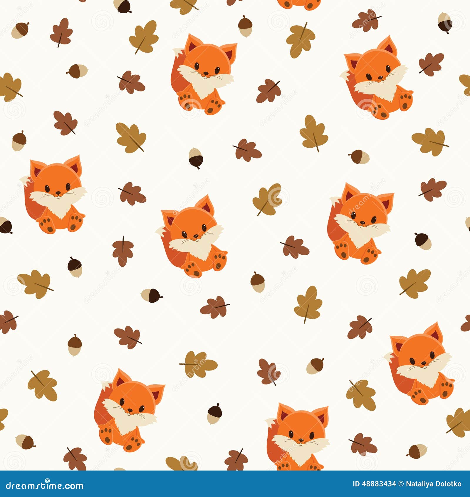 Baby Fox Seamless Wallpaper Stock Vector - Illustration of smiling ...