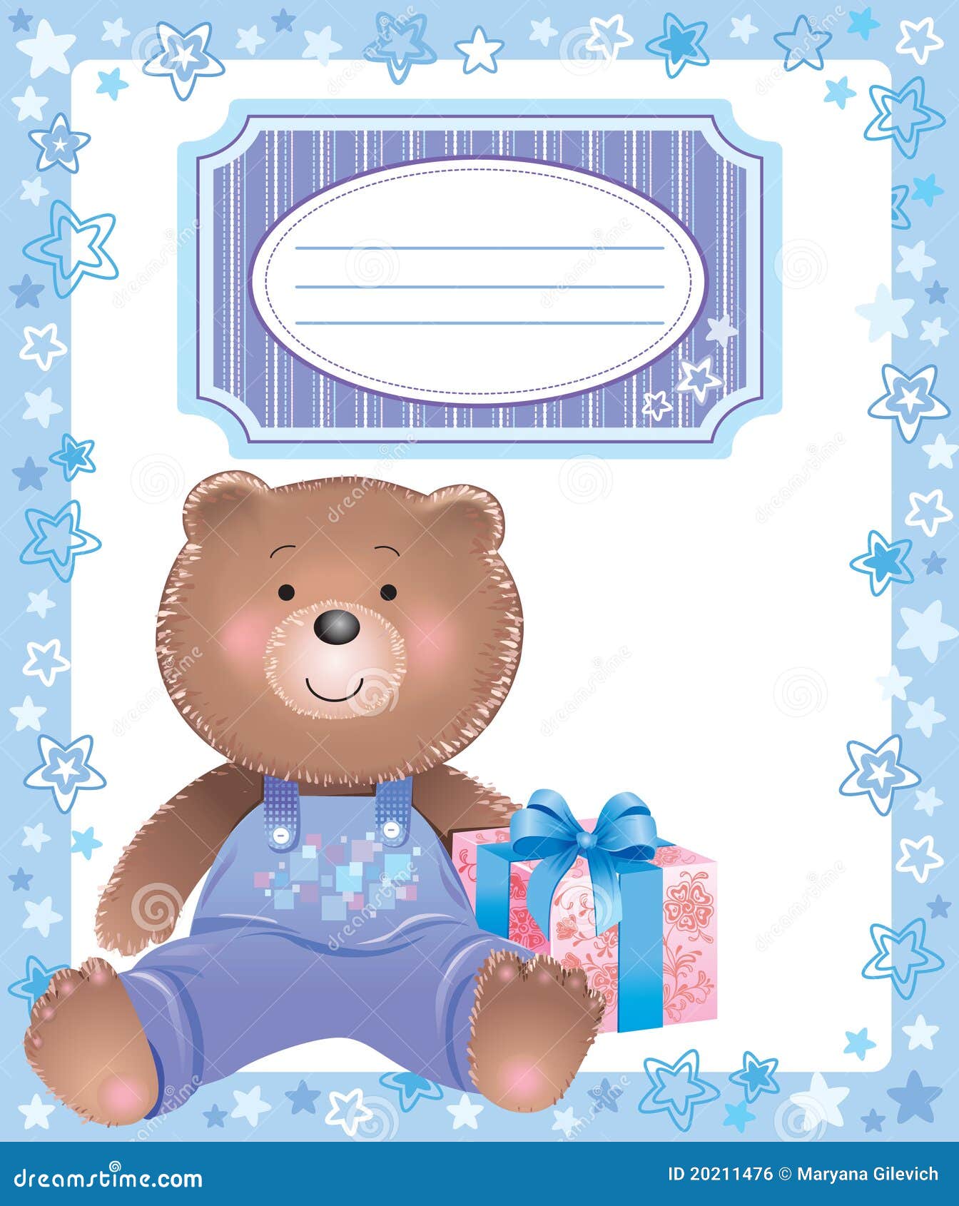 Baby Frame with Little Bear Stock Vector - Illustration of overalls ...
