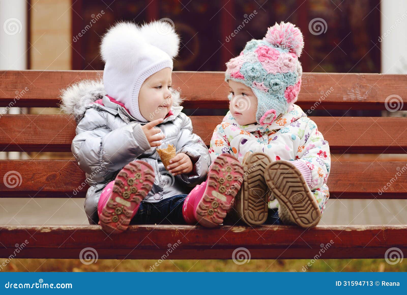 Baby friends on bench stock image. Image of healthy, lifestyle - 31594713
