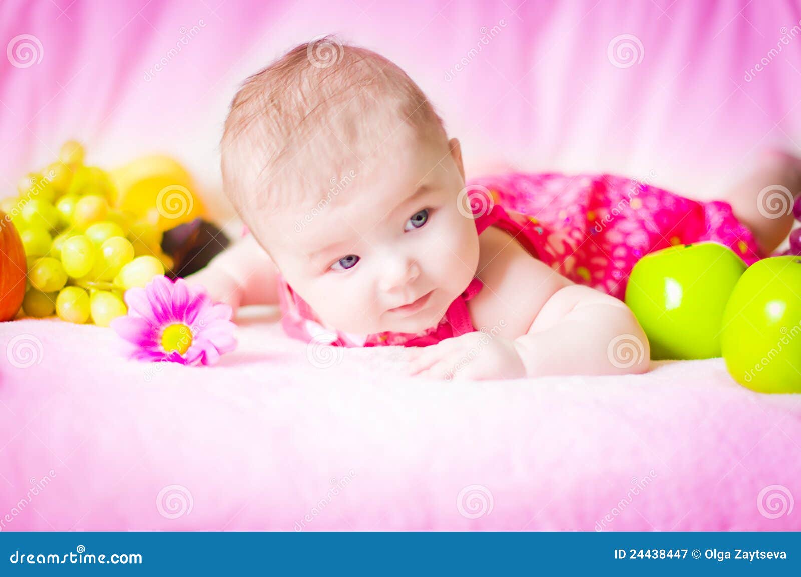 Baby with fruit stock image. Image of face, joyful, girl - 24438447