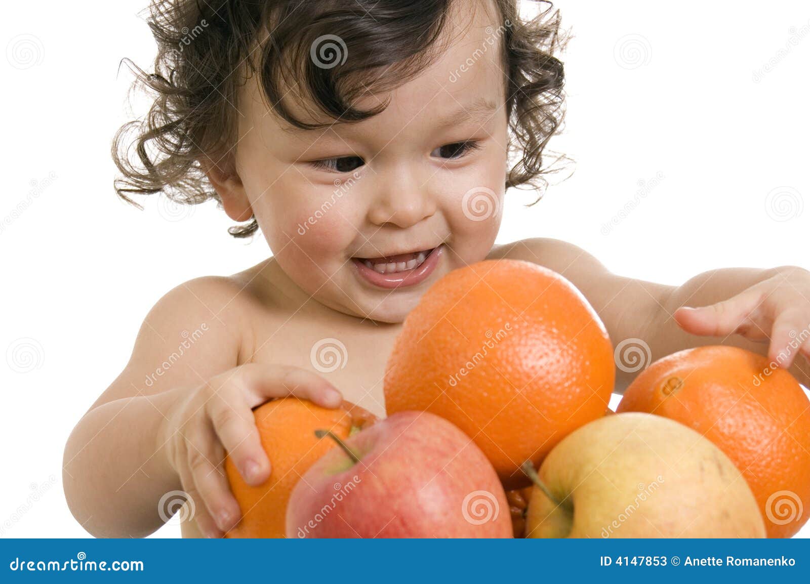 Baby with fruits. stock image. Image of cute, cheerful - 4147853