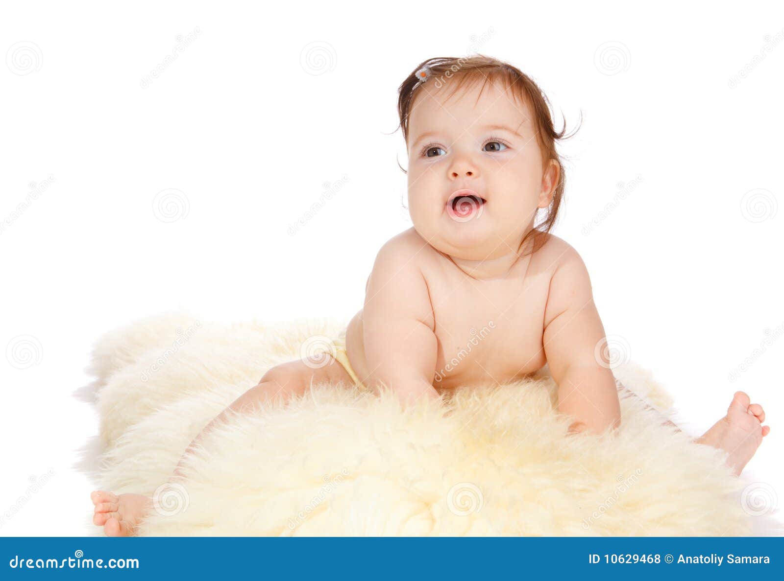 Baby on fur stock photo. Image of expression, little - 10629468