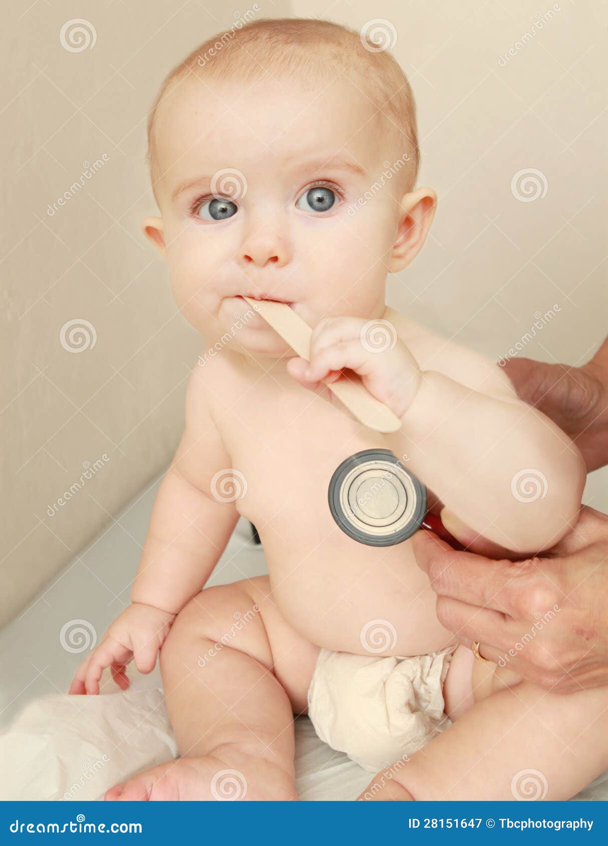 Baby Getting a Checkup in the Doctors Office Stock Image - Image of ...