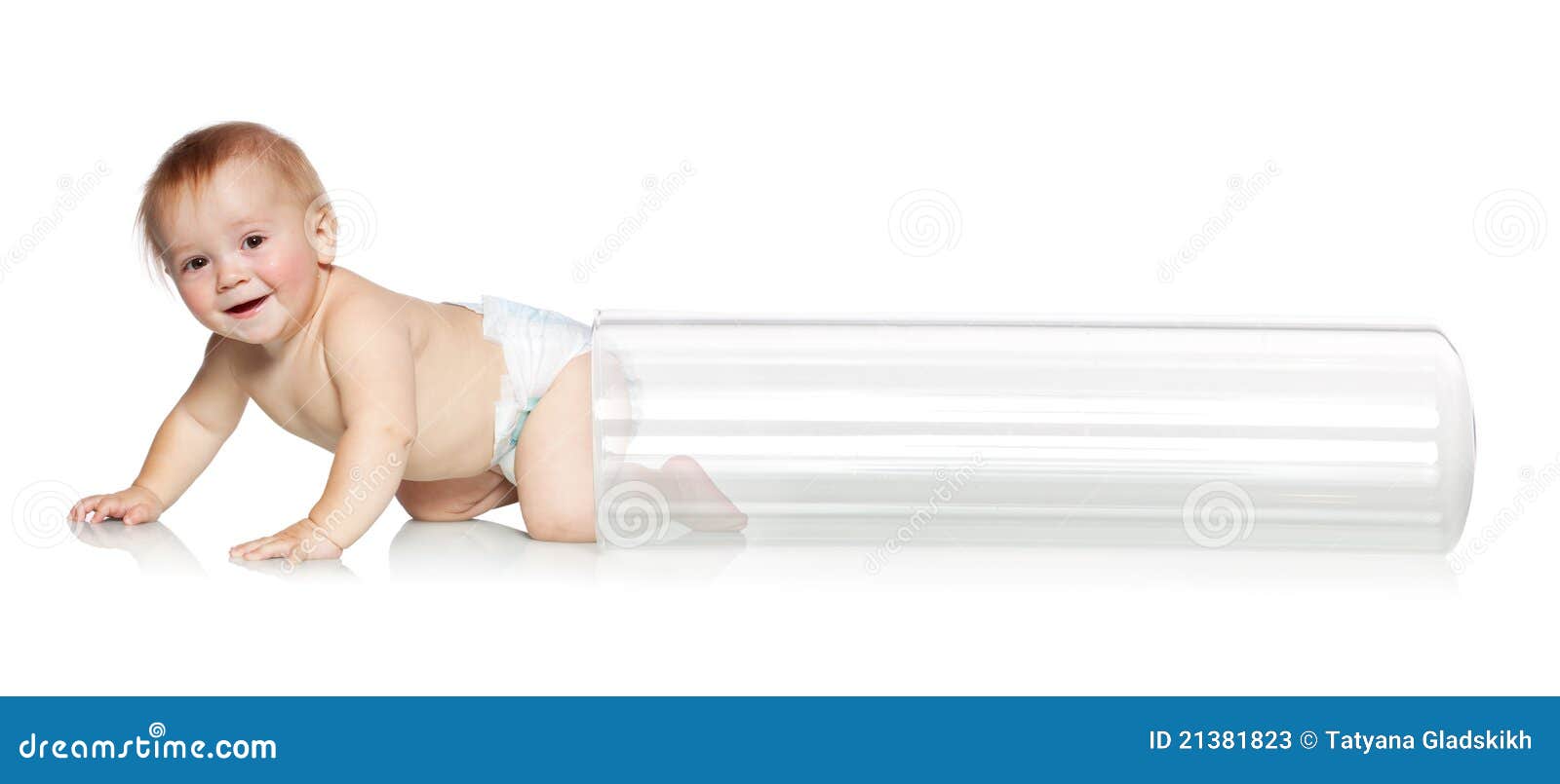 Baby Getting Out of the Tube Stock Image - Image of artificial, clone ...