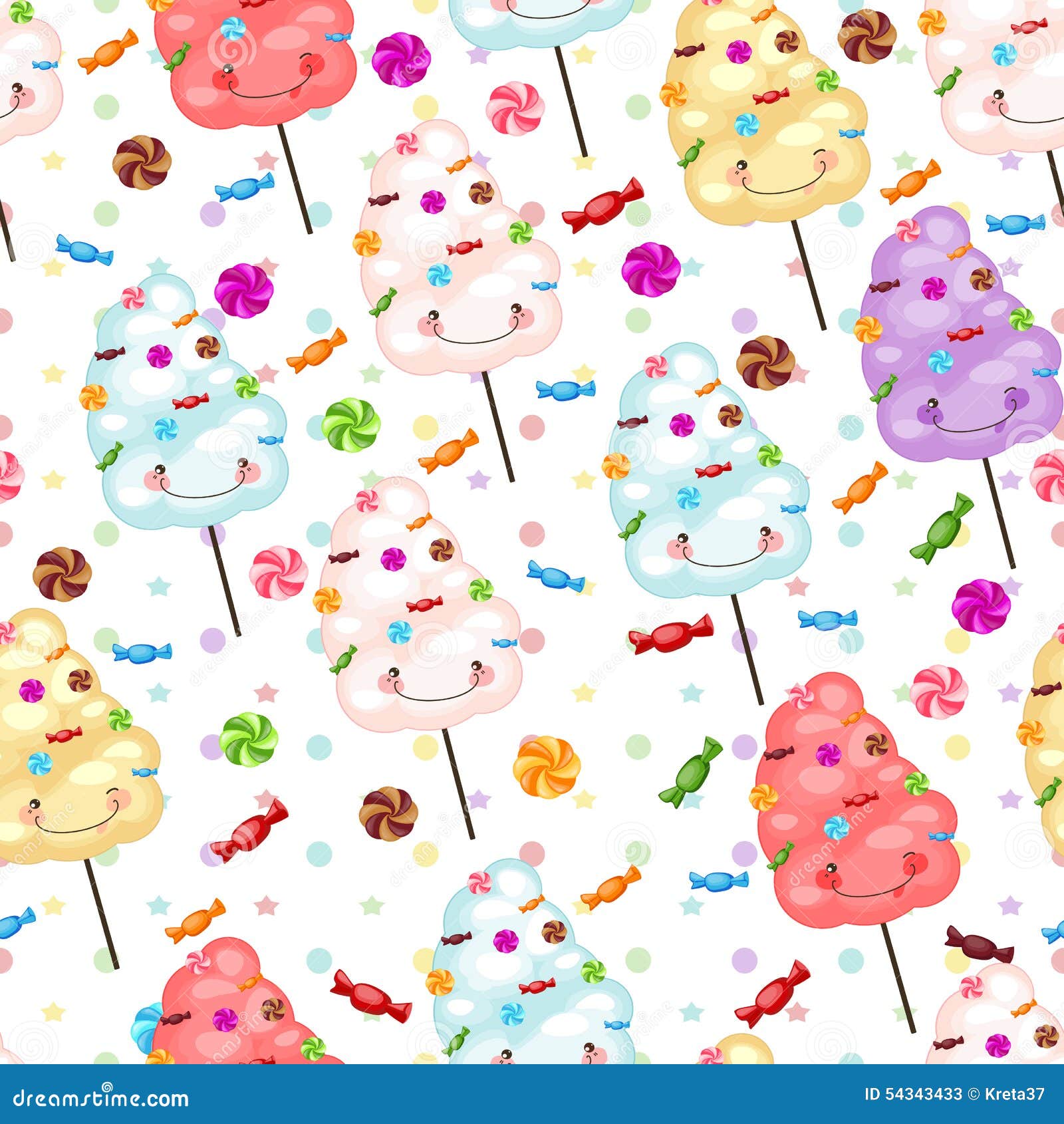 Baby Gift Seamless Background of Cotton Candy, Candy. Stock Vector ...