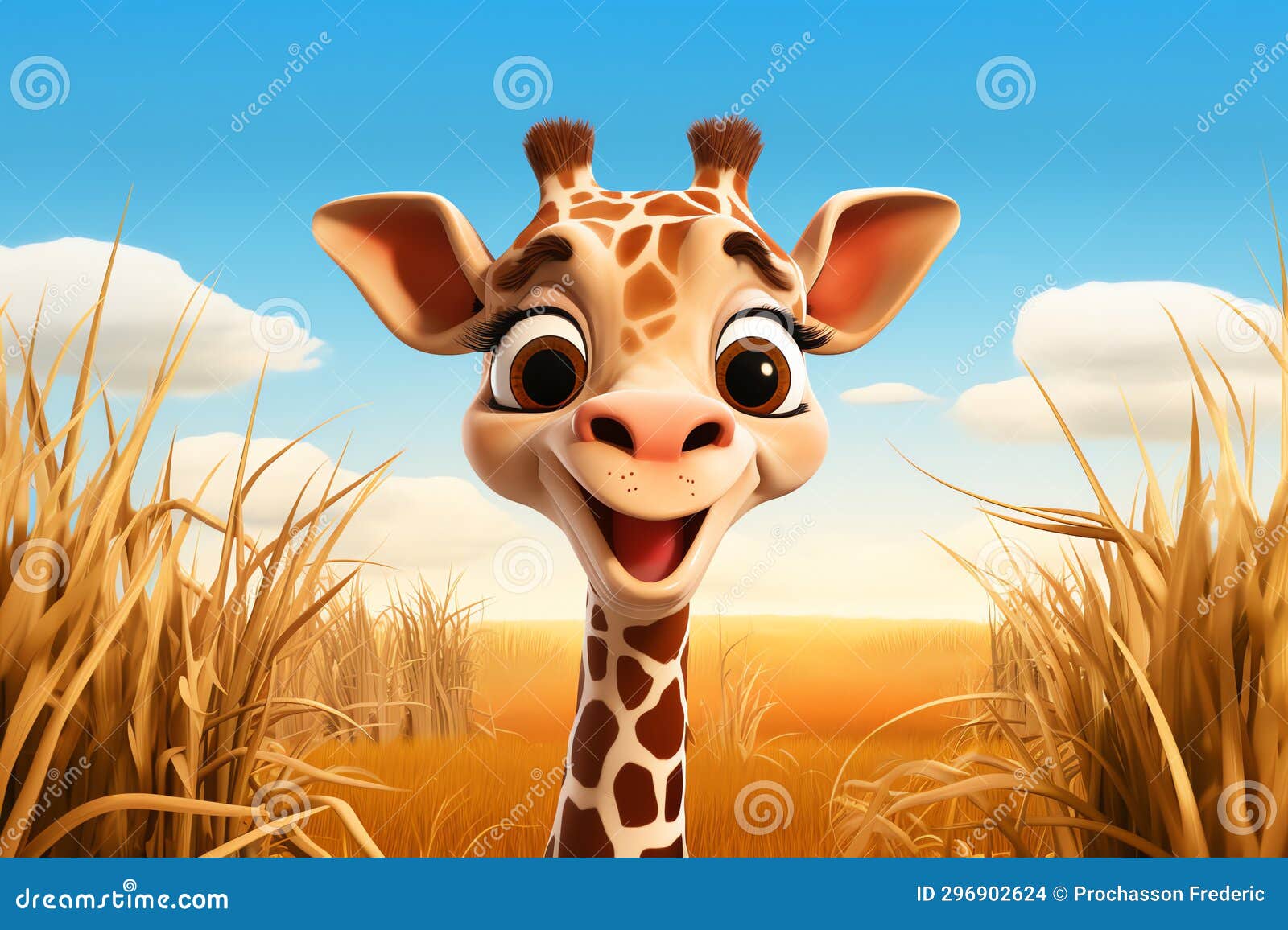 Baby giraffe, AI generated stock illustration. Illustration of head ...