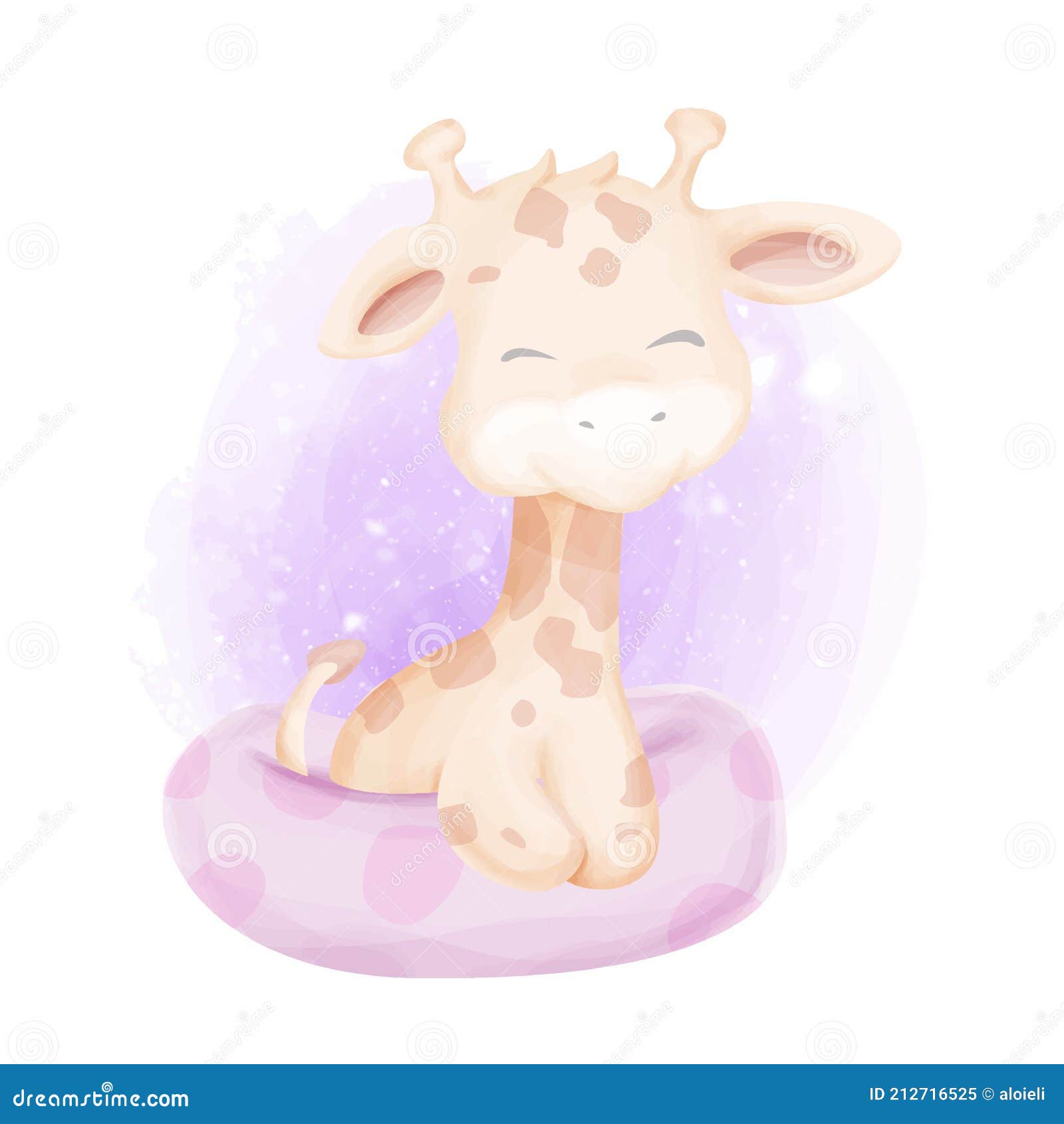 Baby Giraffe Swimming with Float Stock Vector - Illustration of card ...