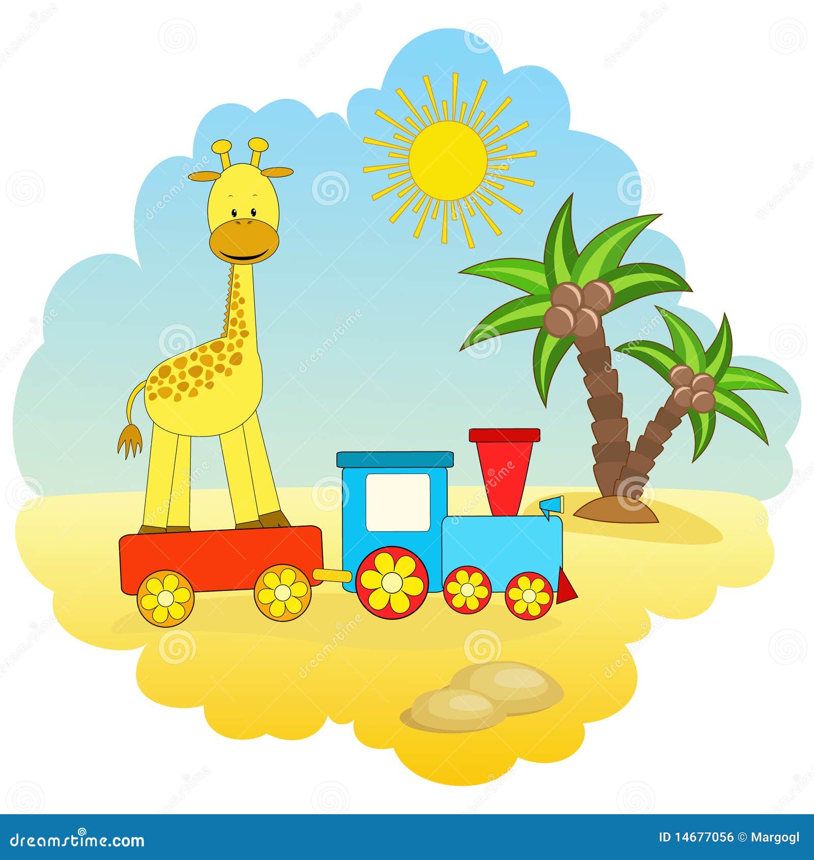 Baby giraffe and train. stock vector. Illustration of wildlife - 14677056