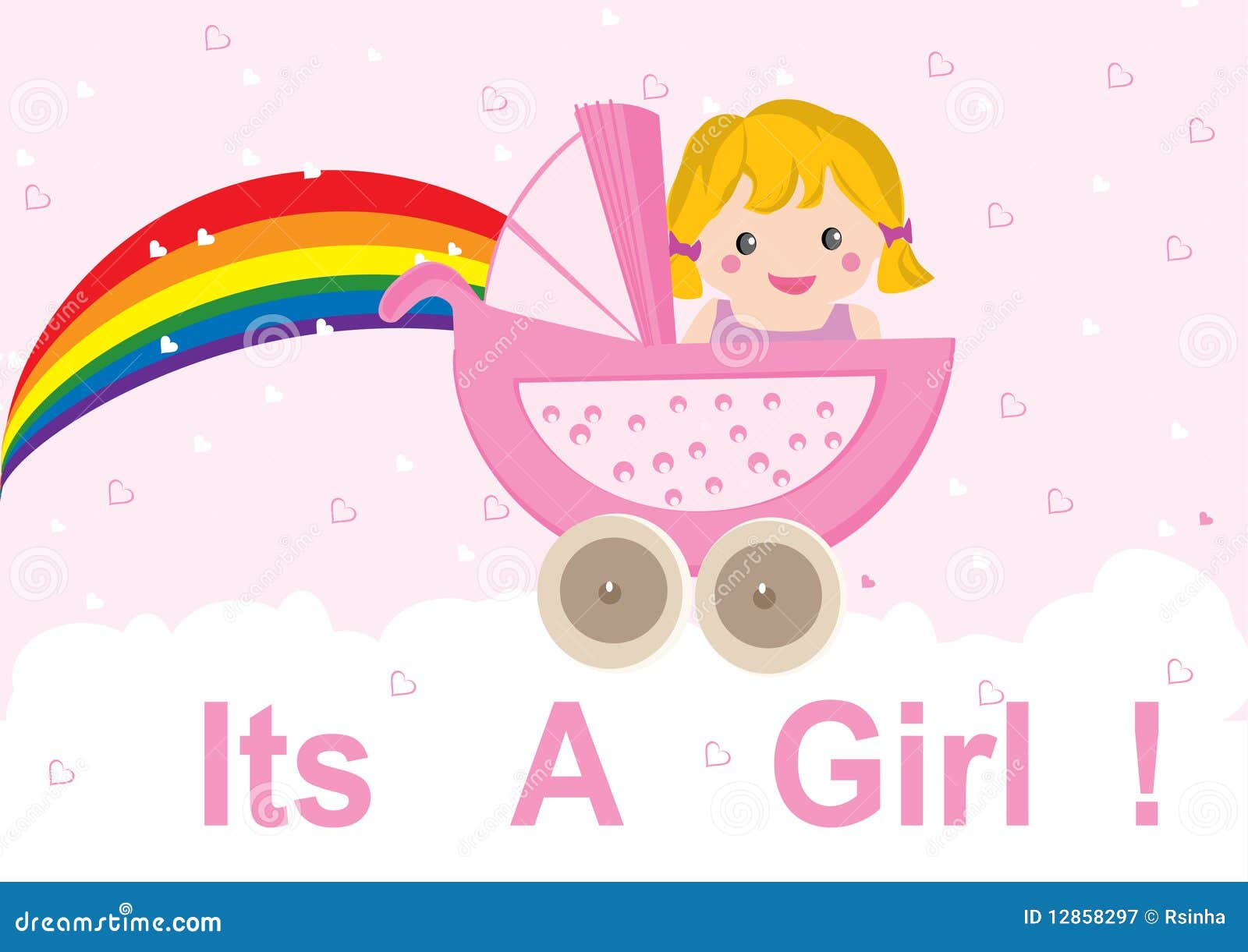 Baby girl arrival stock illustration. Illustration of carriage - 12858297