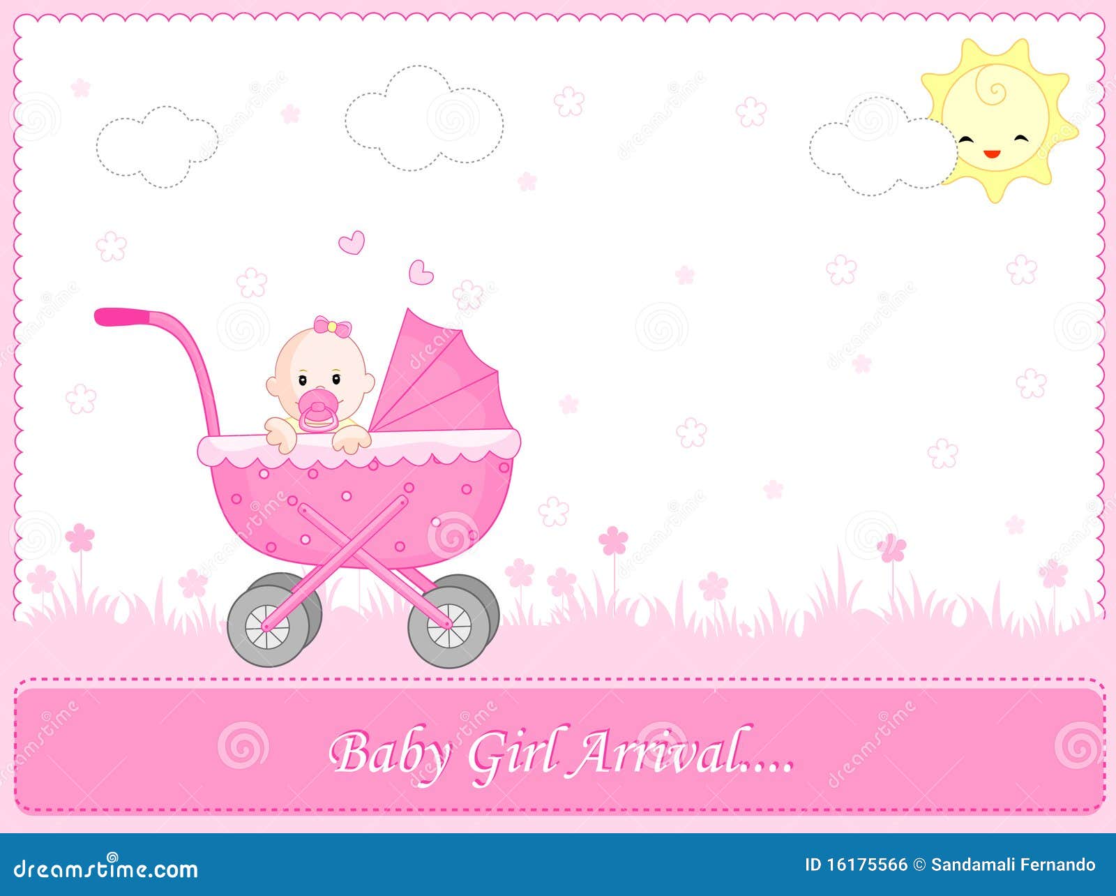 Baby girl arrival stock vector. Illustration of card - 16175566