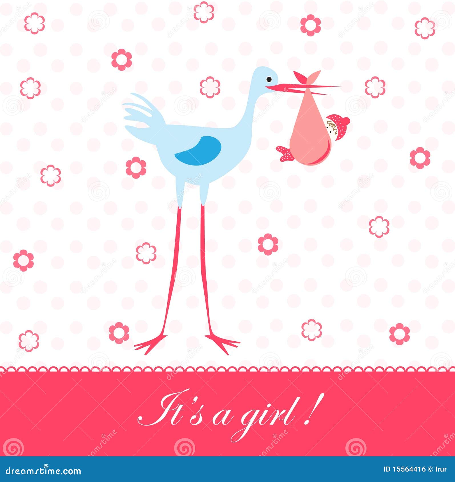 Baby girl arrival card stock vector. Illustration of invitation - 15564416