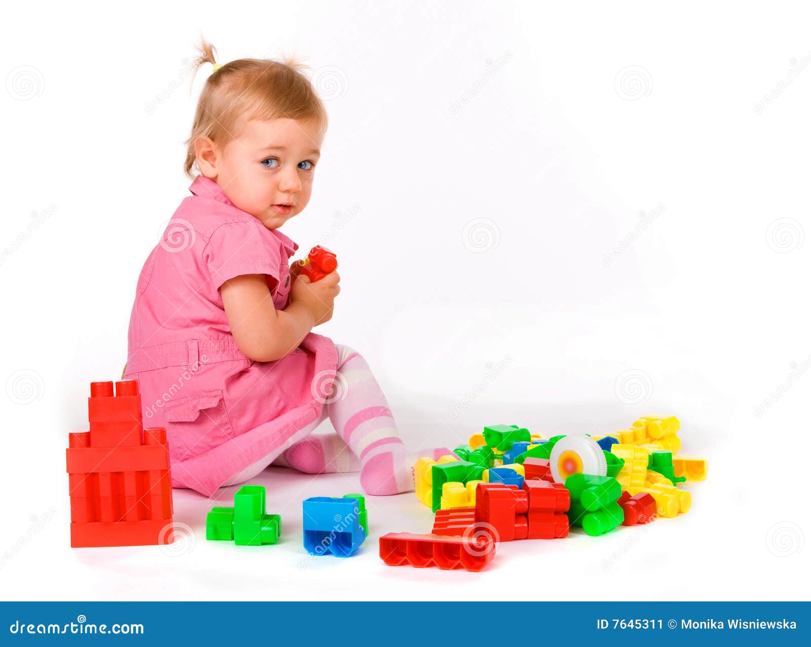 Baby girl with blocks stock image. Image of childhood - 7645311