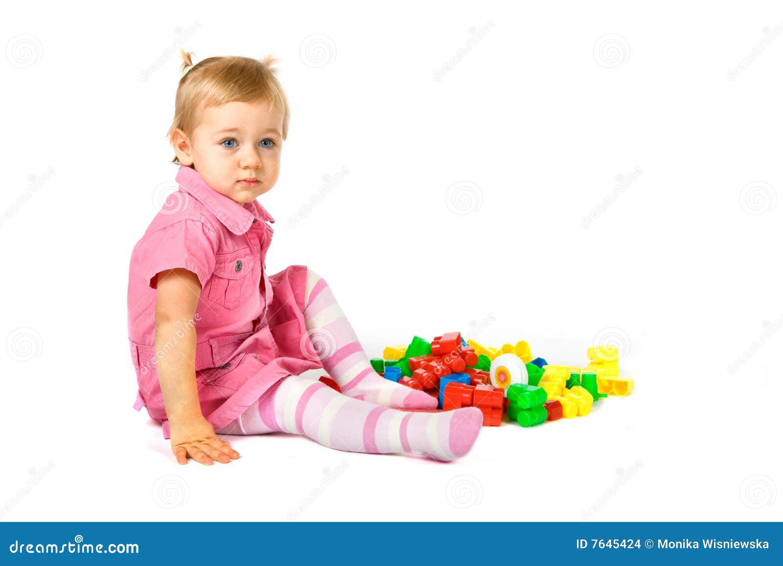 Baby girl with blocks stock photo. Image of beauty, beautiful - 7645424