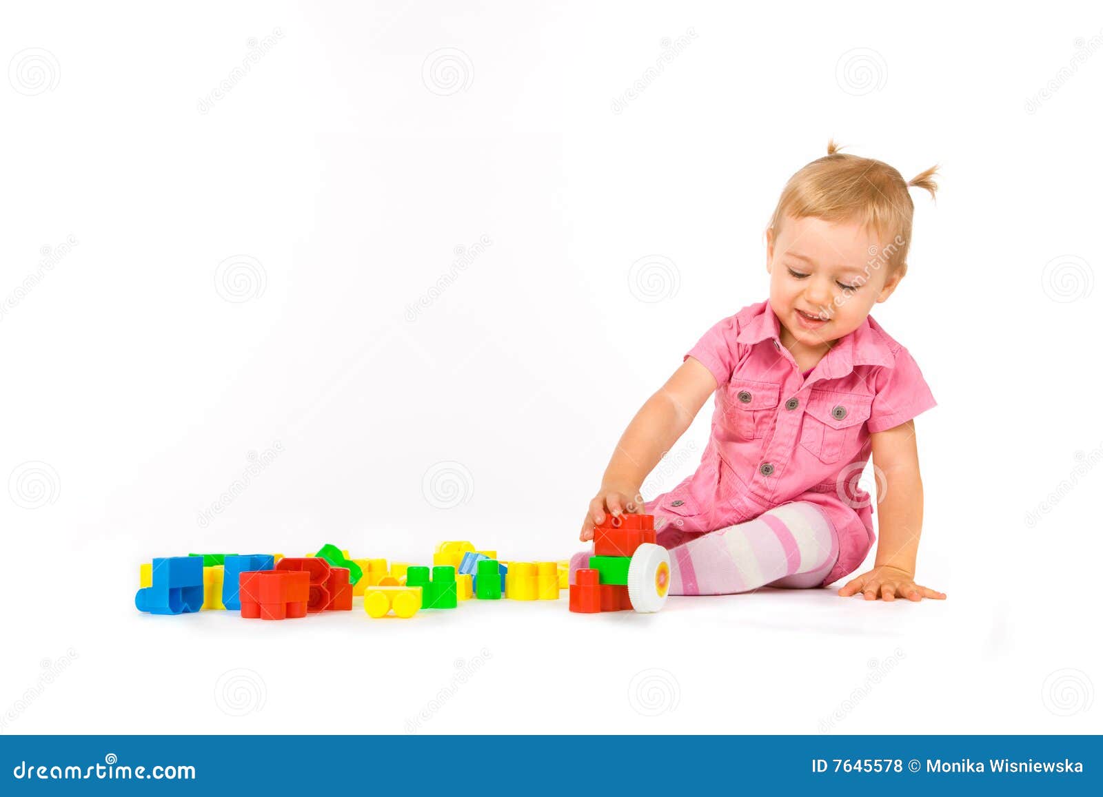Baby girl with blocks stock photo. Image of eyes, human - 7645578