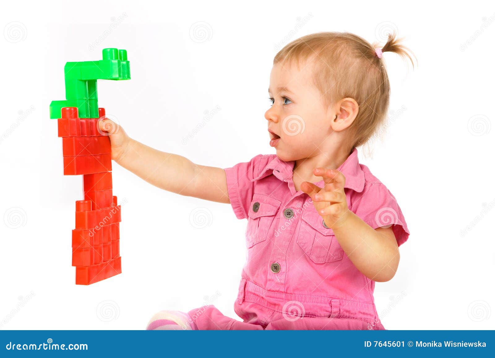 Baby girl with blocks stock image. Image of adorable, child - 7645601