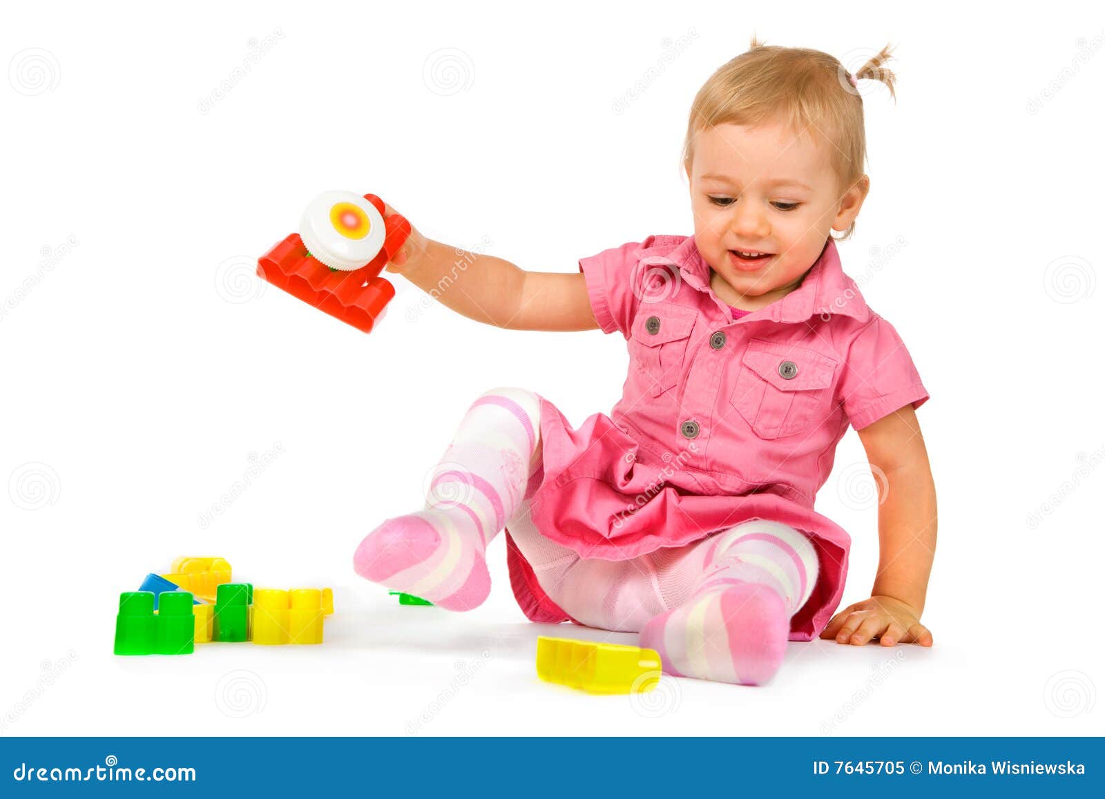 Baby girl with blocks stock image. Image of childhood - 7645705