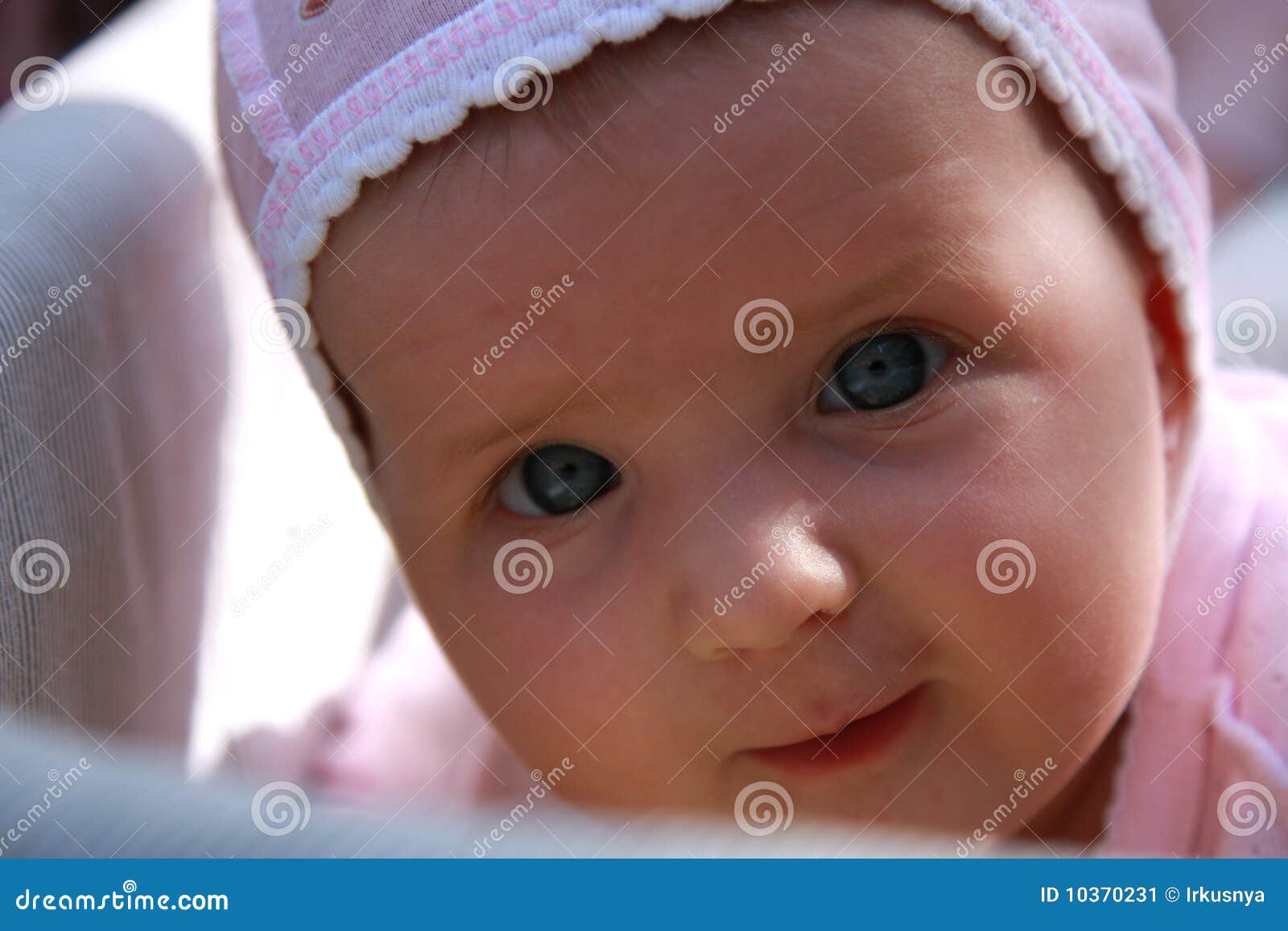 Baby girl with bonnet stock image. Image of growing, smile - 10370231